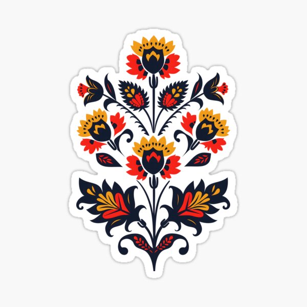 "Polish Flowers Pattern | wycinanki | Folklore | Folk Art" Sticker for ...