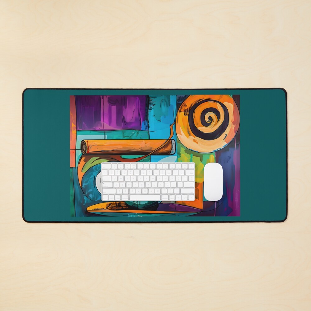 "Colorful Abstract Composition - Coffee Cup, Cigar, and Geometric ...