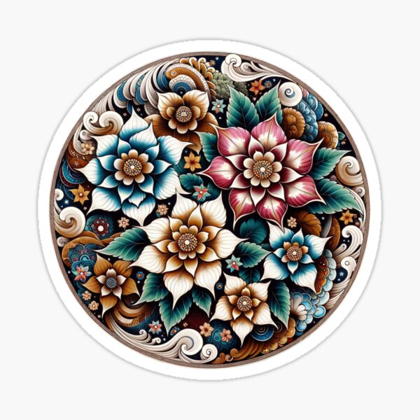 "Golden Harmony: Intricate Batik Art" Sticker for Sale by KalamSG ...