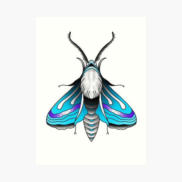 "Neo traditional moth tattoo" Art Print for Sale by KrakenInk | Redbubble