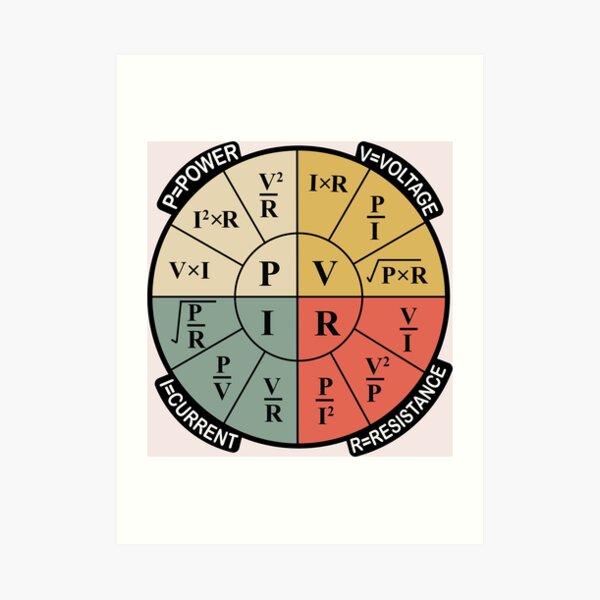 "Ohm's Law Formula Wheel Sticker Chart for Electricians and Electrical ...