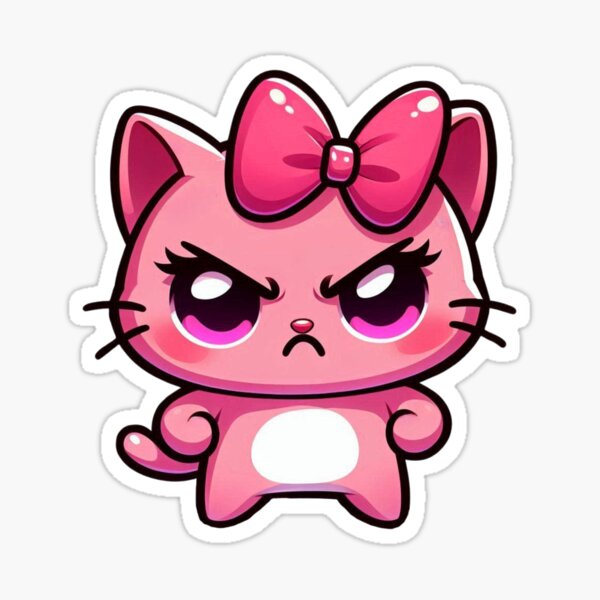 "CUTE ANGRY CAT" Sticker for Sale by hugh mungus | Redbubble