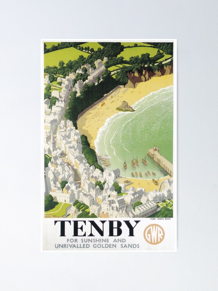 "Tenby, Wales - Vintage Railway Travel Poster - 1946" Poster for Sale ...
