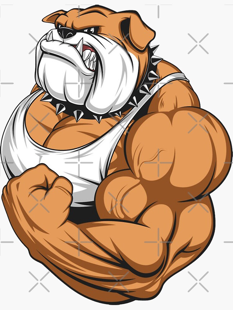 "Muscle Dog" Sticker by markmcg777 | Redbubble