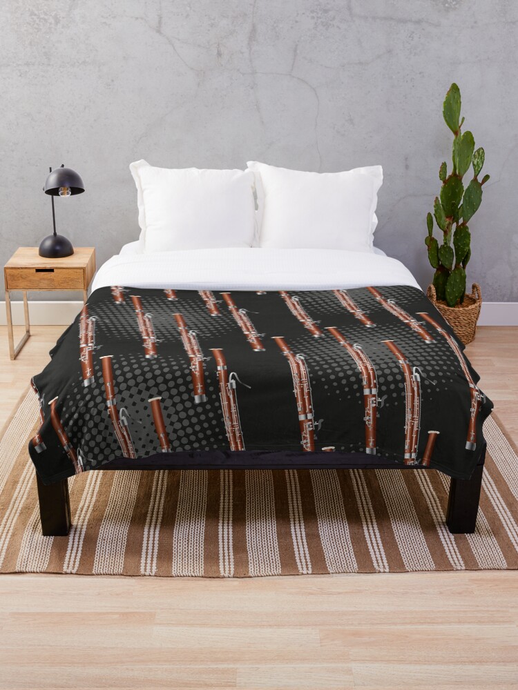 "Bassoon on black / gray" Throw Blanket by Michaela Kobyakov | Redbubble
