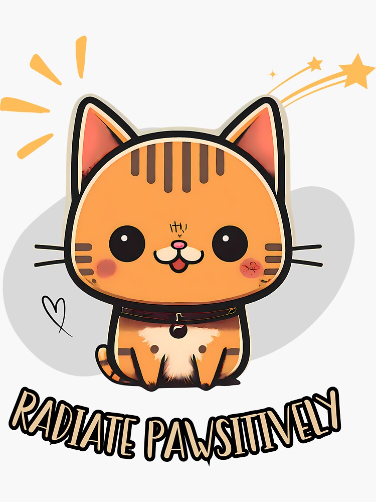 ""Radiate Pawsitively" Cute Kawaii Cat" Sticker for Sale by MeowCatPet ...
