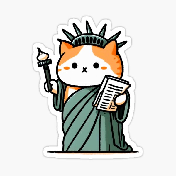 "Statue Of Liberty Cat Drawing" Sticker for Sale by FelineLabs | Redbubble