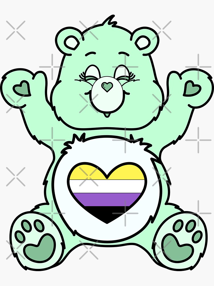 "Nonbinary Pride Caring Bear Stuffie" Sticker for Sale by brittanykald ...