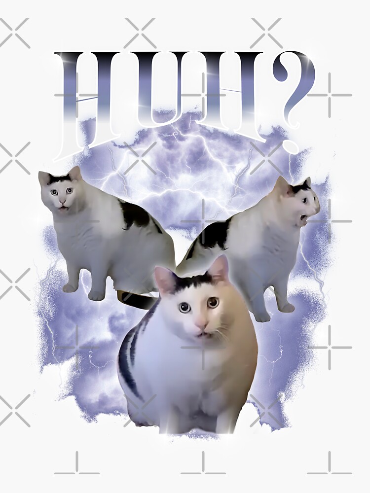 "Huh Cat Chonky Ben Meme 90s Bootleg Vintage" Sticker for Sale by ...