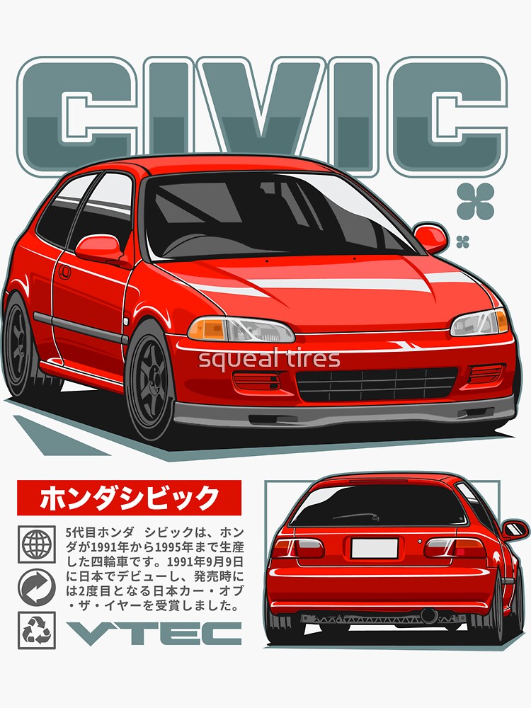 "Civic EG JDM" Sticker for Sale by haiproject | Redbubble
