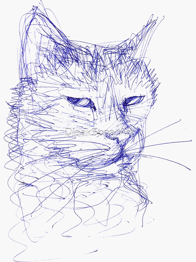"Angry side eye cat drawing" Sticker for Sale by DipakSonarArt | Redbubble