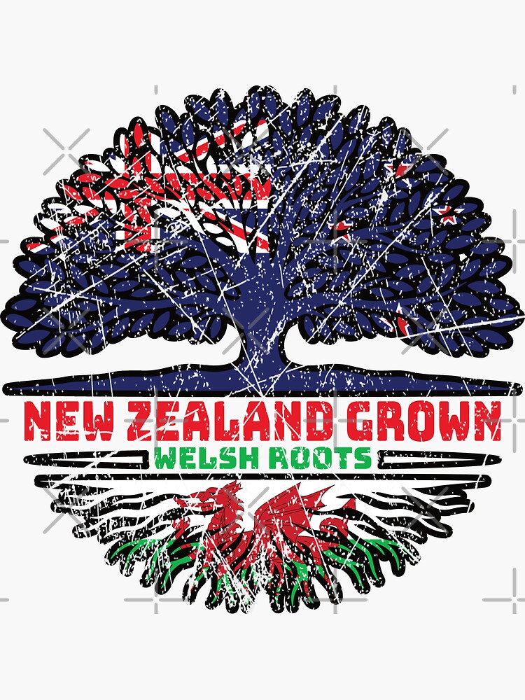 "Welsh Wales New Zealander New Zealand Tree Roots Flag" Sticker for ...