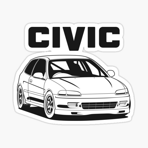 "CIvic EG JDM" Sticker for Sale by squeal tires | Redbubble