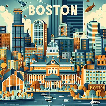 "Boston City Art Vintage Boston Poster" Sticker for Sale by ...