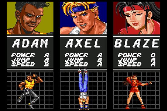 "Streets of Rage Character Select" Posters by winscometjump | Redbubble