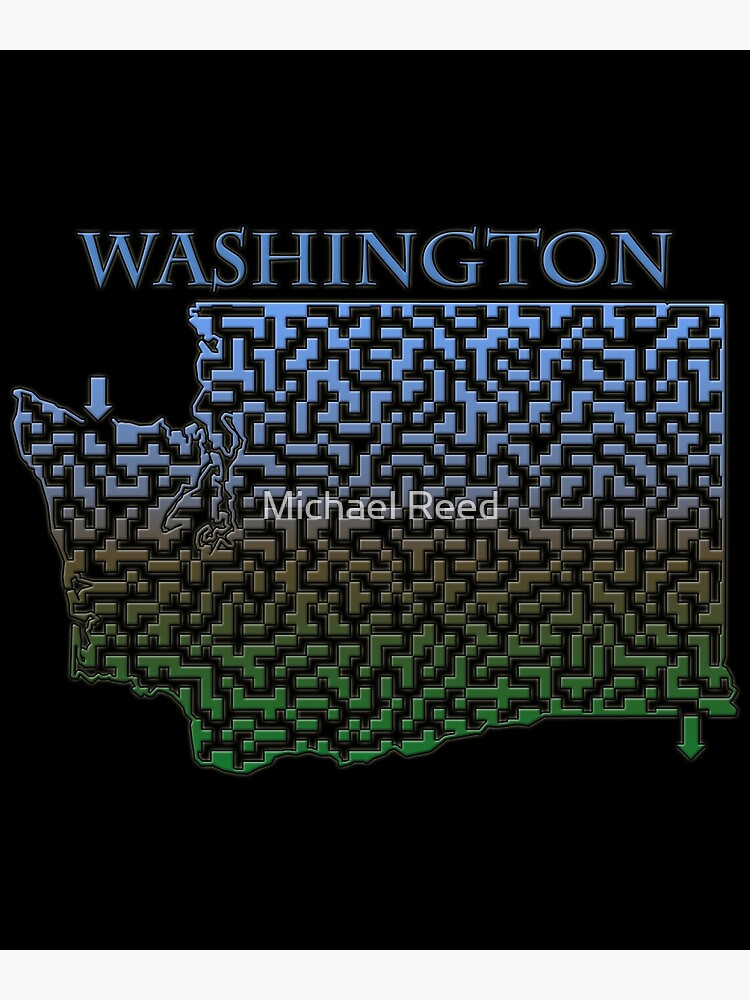 "Washington State Outline Maze & Labyrinth" Poster for Sale by gorff ...