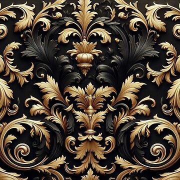 "Matte Black & Gold Rococo" Sticker for Sale by DesignsByPrnces | Redbubble