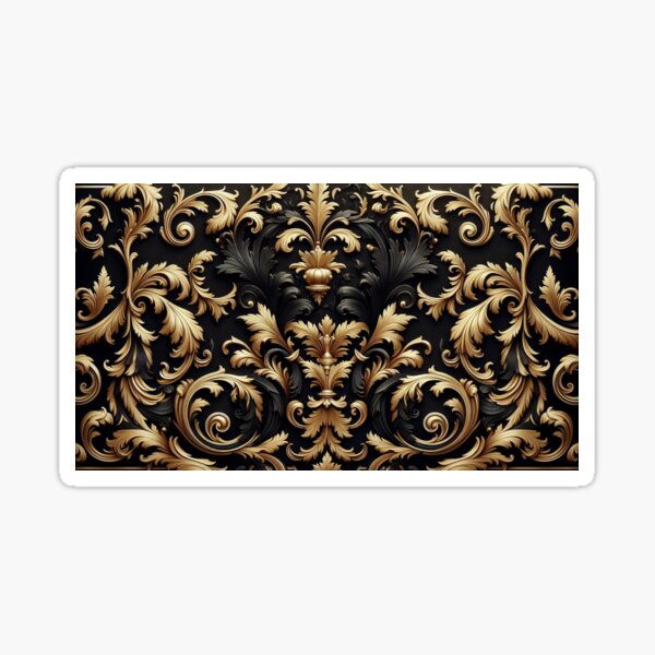 "Matte Black & Gold Rococo" Sticker for Sale by DesignsByPrnces | Redbubble