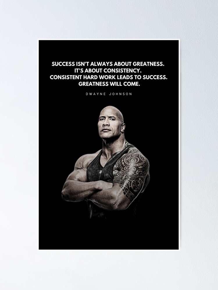 "The Rock Motivational Quote Portrait" Poster for Sale by ...