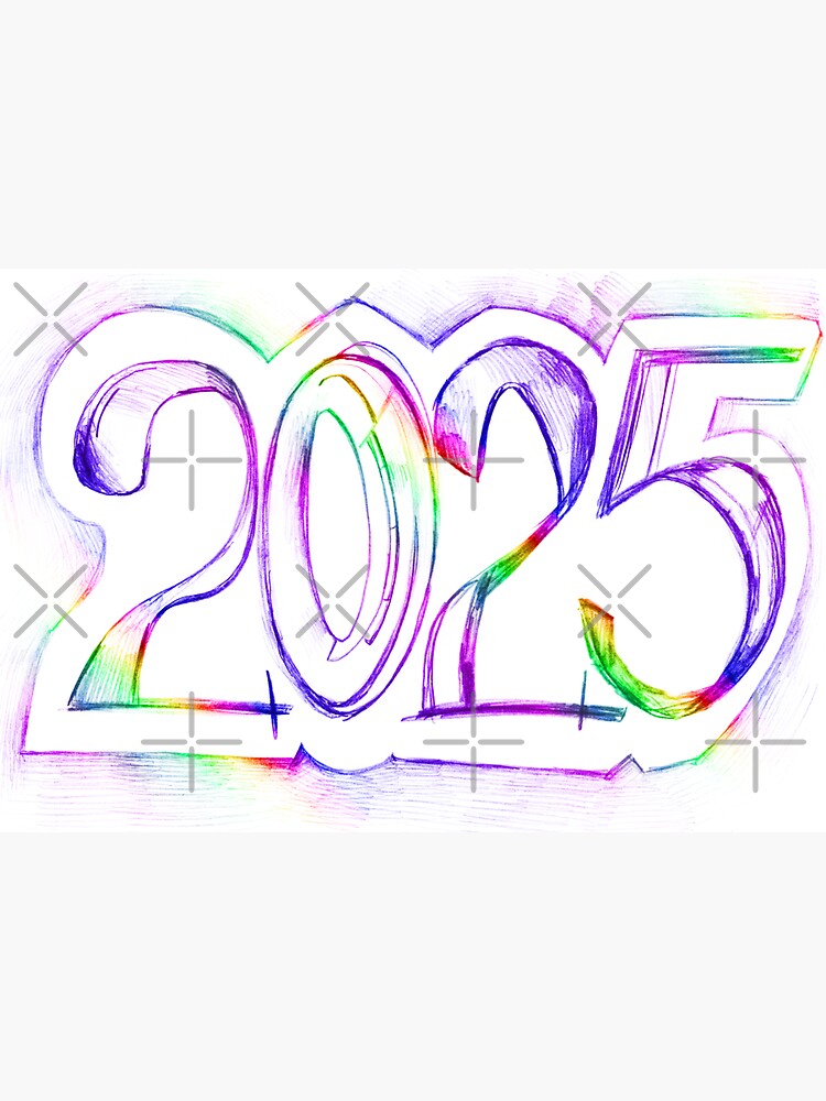 "2025 colorful rainbow handwritten lettering | 2025 number year ...
