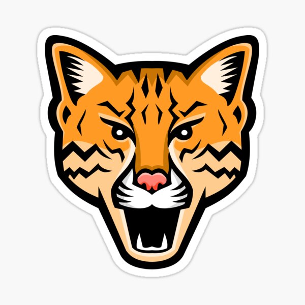 "Ocelot Head Front Mascot" Sticker for Sale by patrimonio | Redbubble