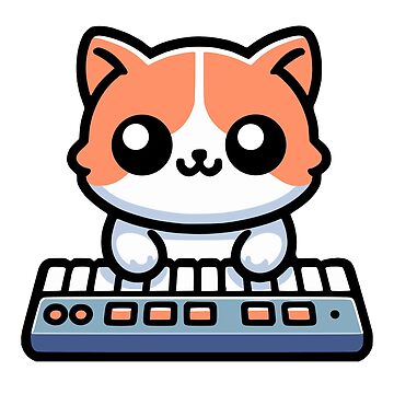 "Cute Cat Synthesizer! Kawaii Keyboard Cats" Sticker for Sale by ...