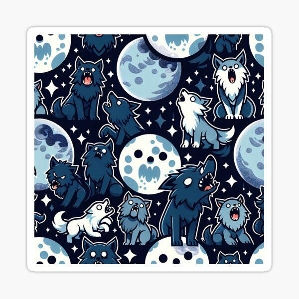 "Werewolves and Full Moon Pattern" Sticker for Sale by InsanseCreation ...