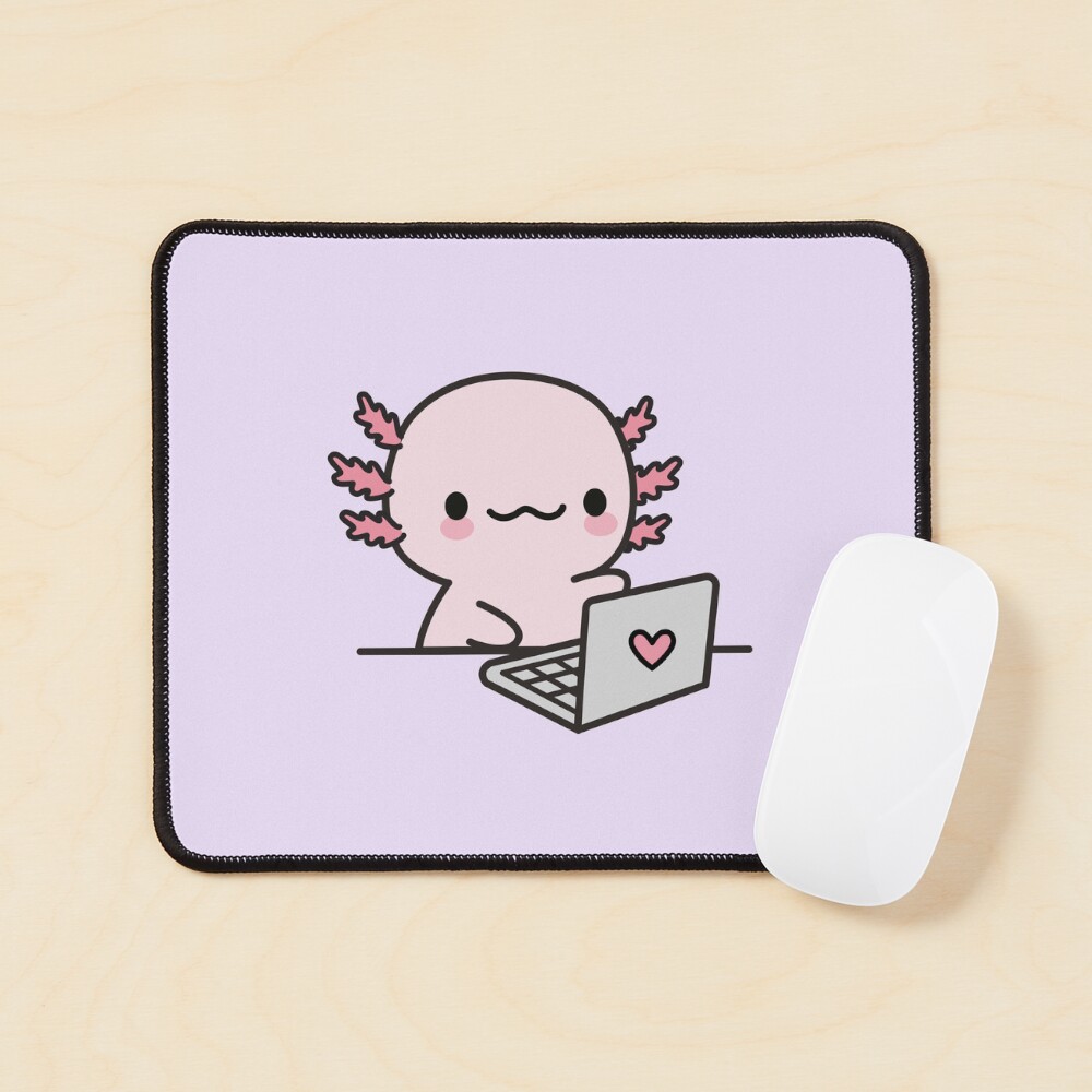 "Axolotl working on the computer" Sticker by XoTheMonster | Redbubble