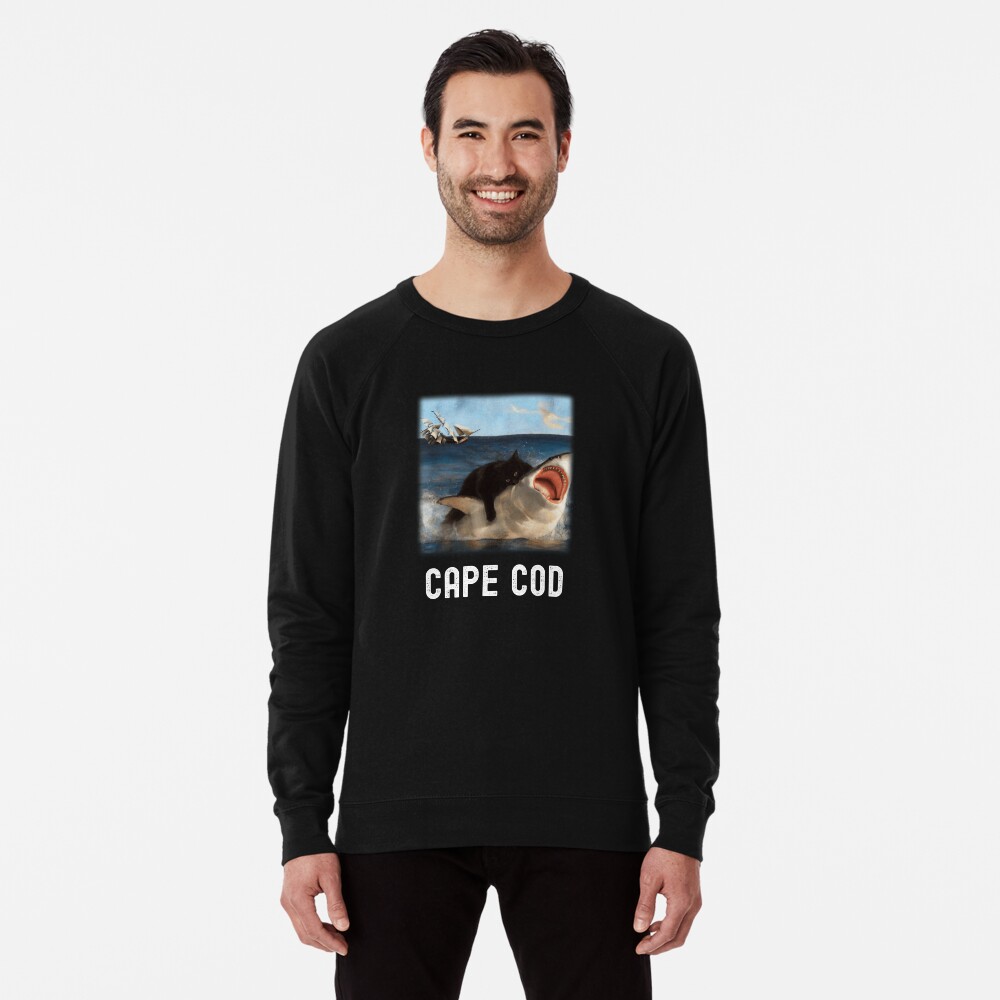 "Cape Cod Black Kitty Attacking Great White Shark while Clipper Ship ...