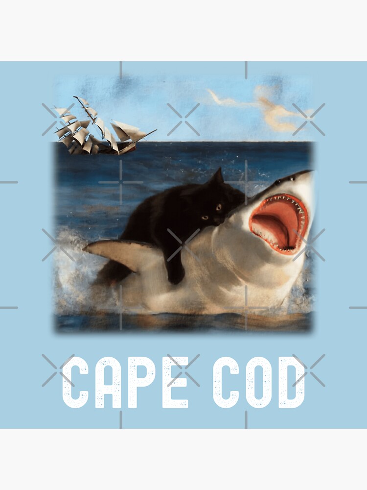"Cape Cod Black Kitty Attacking Great White Shark while Clipper Ship ...