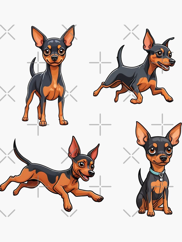 "Cartoon Miniature Pinscher Dogs" Sticker for Sale by TheAnimalZ00 ...