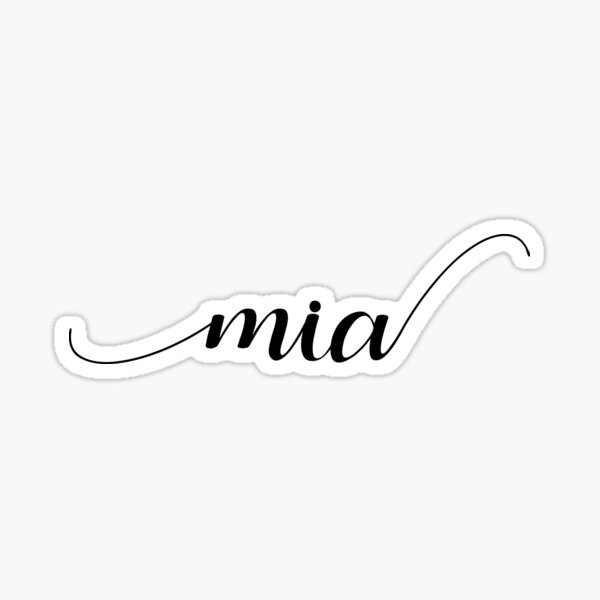 "Mia - Custom name on delicate black cursive font" Sticker for Sale by ...