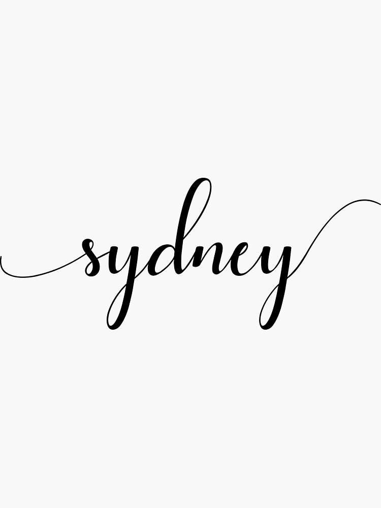 "Sydney - Custom name on delicate black cursive font" Sticker for Sale ...