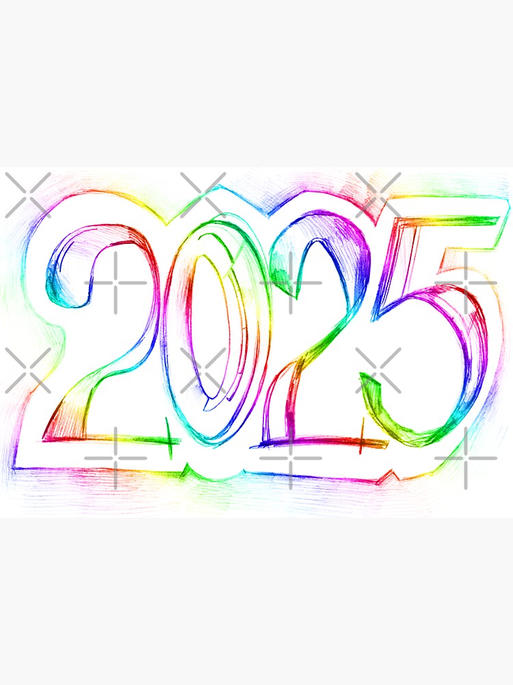 "2025 colorful rainbow drawing lettering | 2025 number year ...