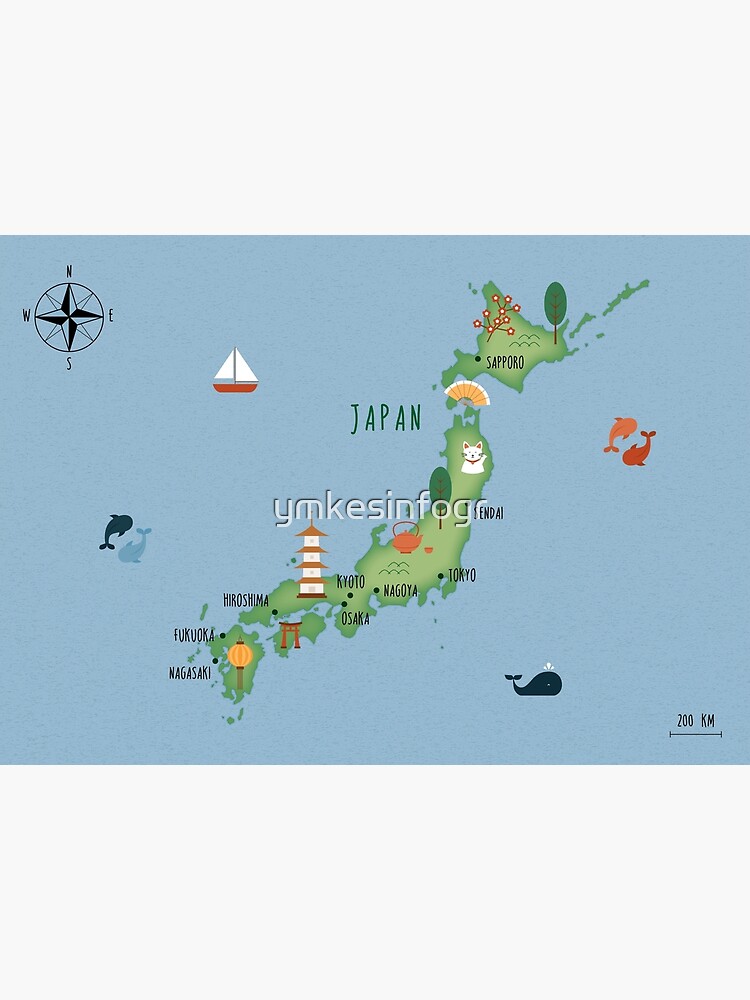 "Illustrated map of Japan" Poster for Sale by ymkesinfogr | Redbubble