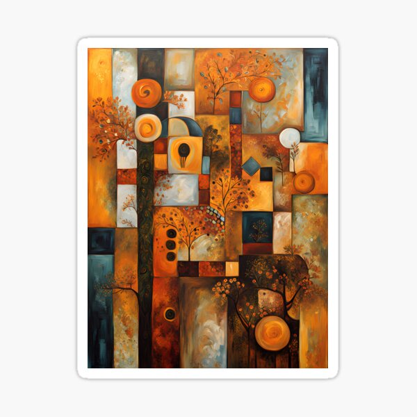 "Mid Mod, Vintage Aesthetic, Geometric, Botanical, Amber" Sticker for ...