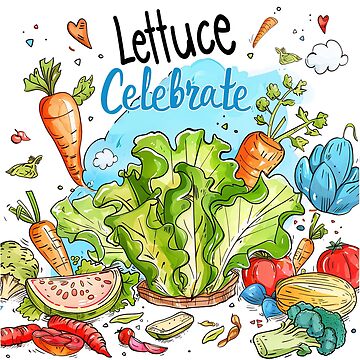 "Lettuce Celebrate! Fresh and Fun Veggie Art" Sticker for Sale by ...