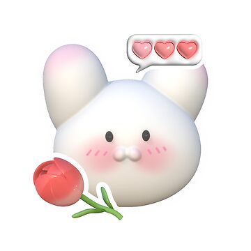 "White bunny rabbit sticker with flower y2k aesthetic" Sticker for Sale ...