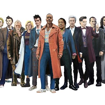 "The 17 Drs Whos lineup" Sticker for Sale by Kavatar | Redbubble