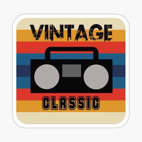 "Vintage Boombox Classic - Retro Vibes Boombox T-Shirt" Sticker for ...