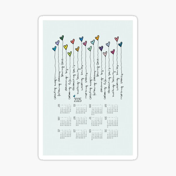 "Dreaming Big 2025 Calendar - Creative and Inspirational 2025" Sticker ...
