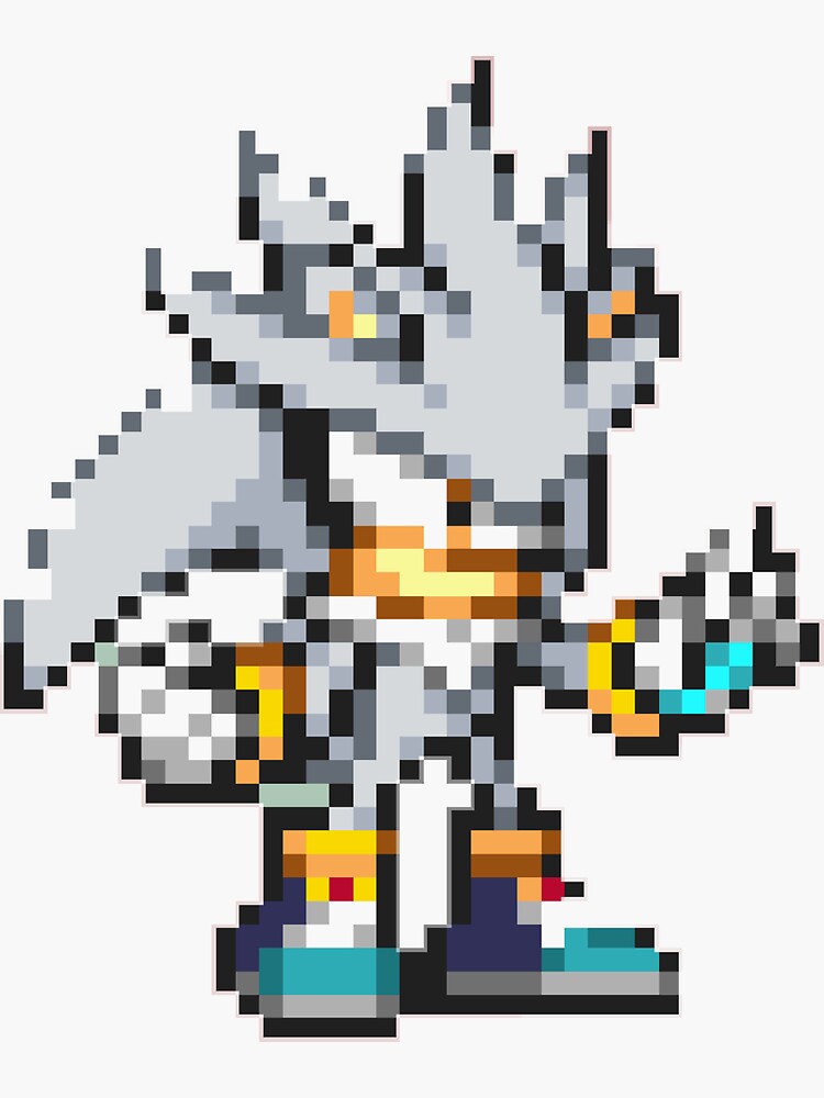 " pixel art 16bit sonic Silver the Hedgehog" Sticker for Sale by ...