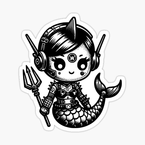 "Cyber Punk Gothic Weirdcore Cute Mermaid" Sticker for Sale by ...