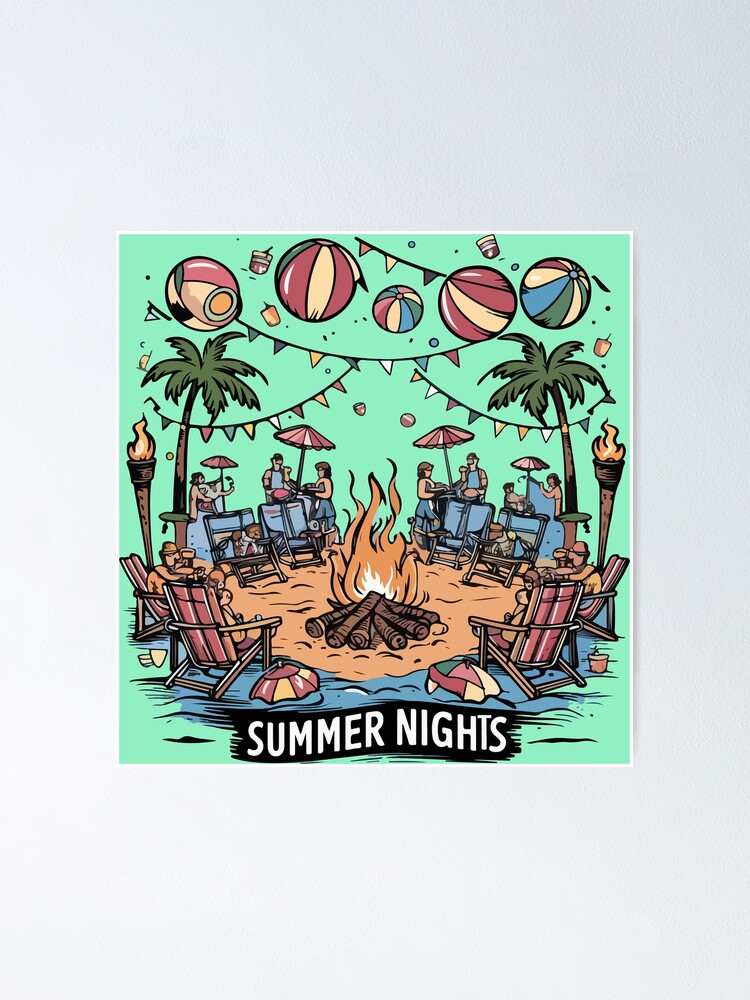 "Beach Party Vibes - Fun in the night" Poster for Sale by Dashimprints ...