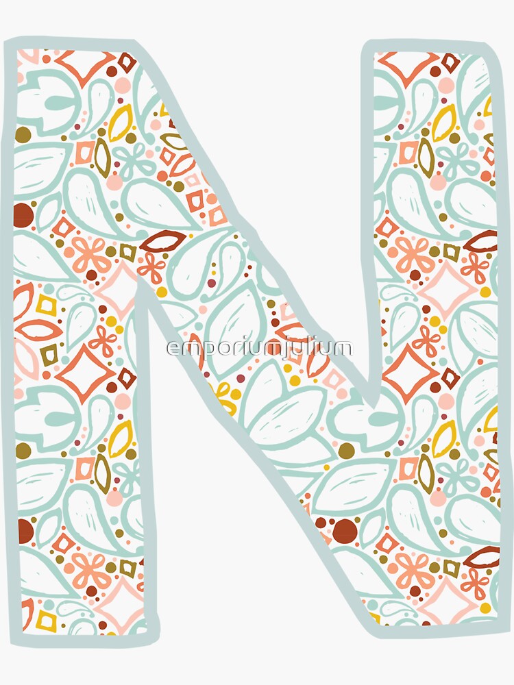 "Letter N - Monogram" Sticker by emporiumjulium | Redbubble
