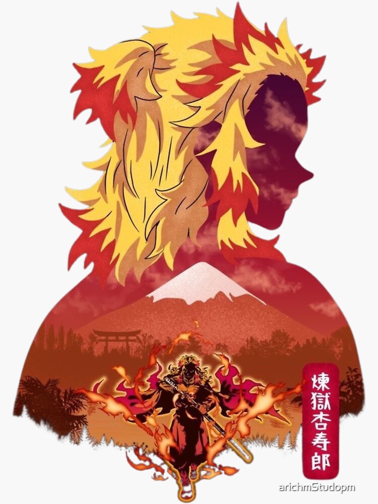 "rengoku" Sticker for Sale by arichmStudopm | Redbubble