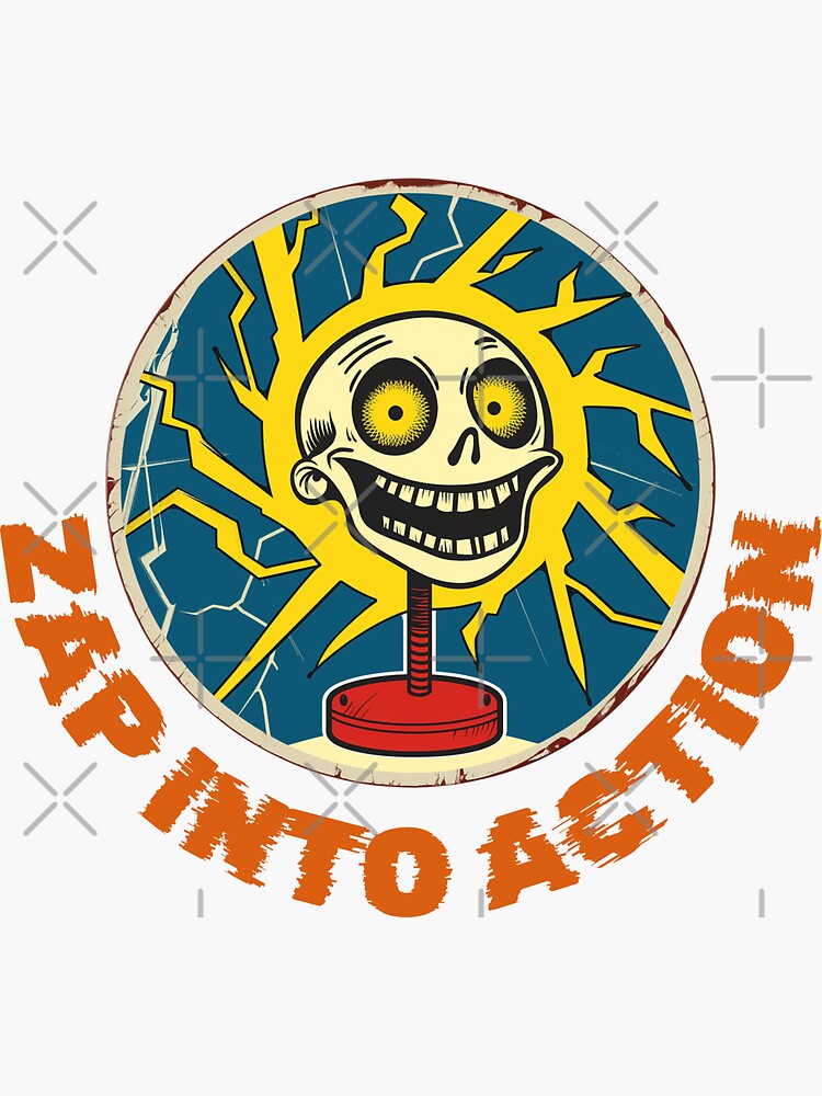 "Zap into Action! Retro Electric Skull - Electricity Kills" Sticker for ...