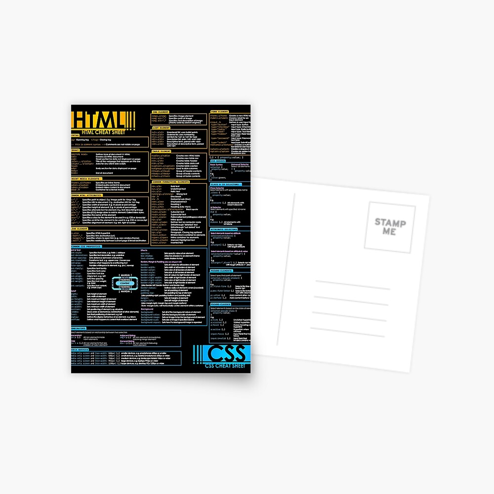 "HTML and CSS Cheat Sheet Web Designer Wall Art" Poster for Sale by PinkPlatypus | Redbubble