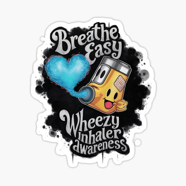 "Breathe Easy: Wheezy Inhaler Awareness Sticker" Sticker for Sale by ...