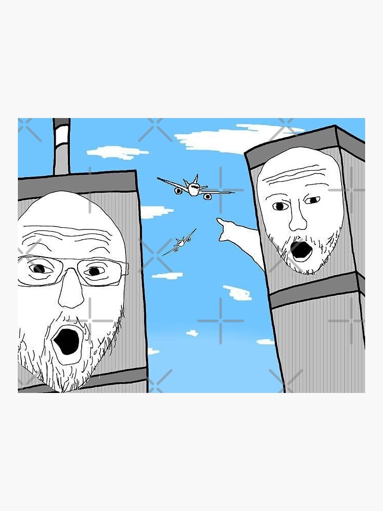 "twin towers wojak" Sticker for Sale by cilantrogene | Redbubble